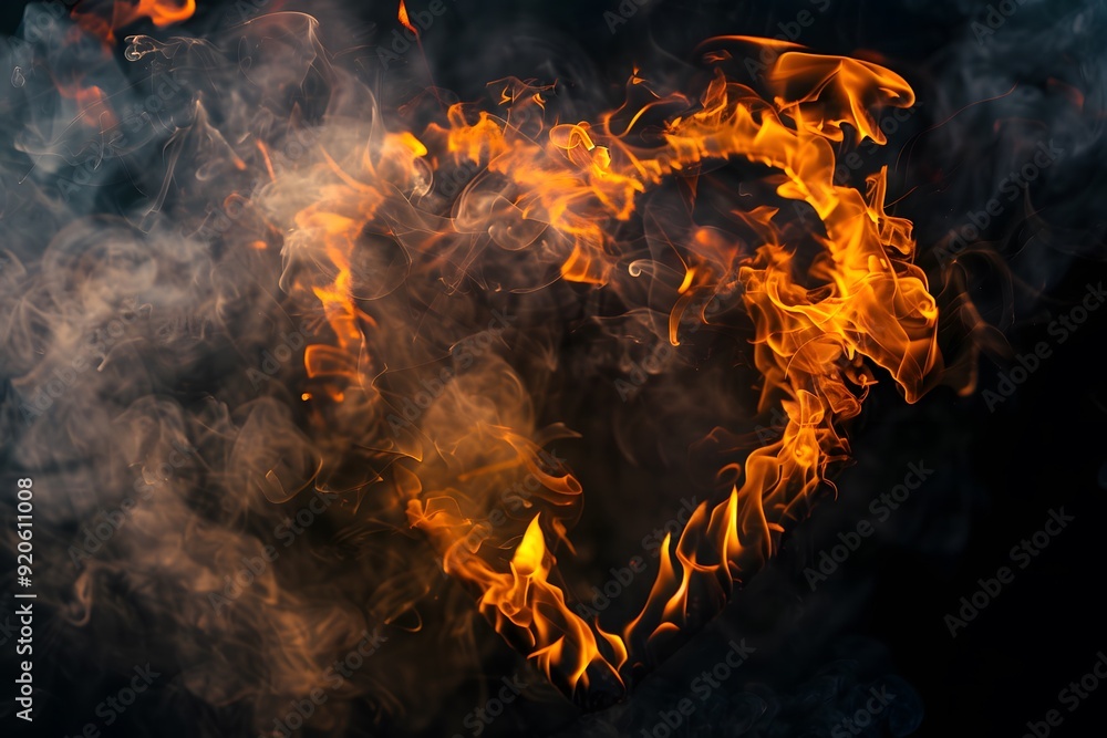 Fire heart flame love passion abstract smoke valentine background hot ...