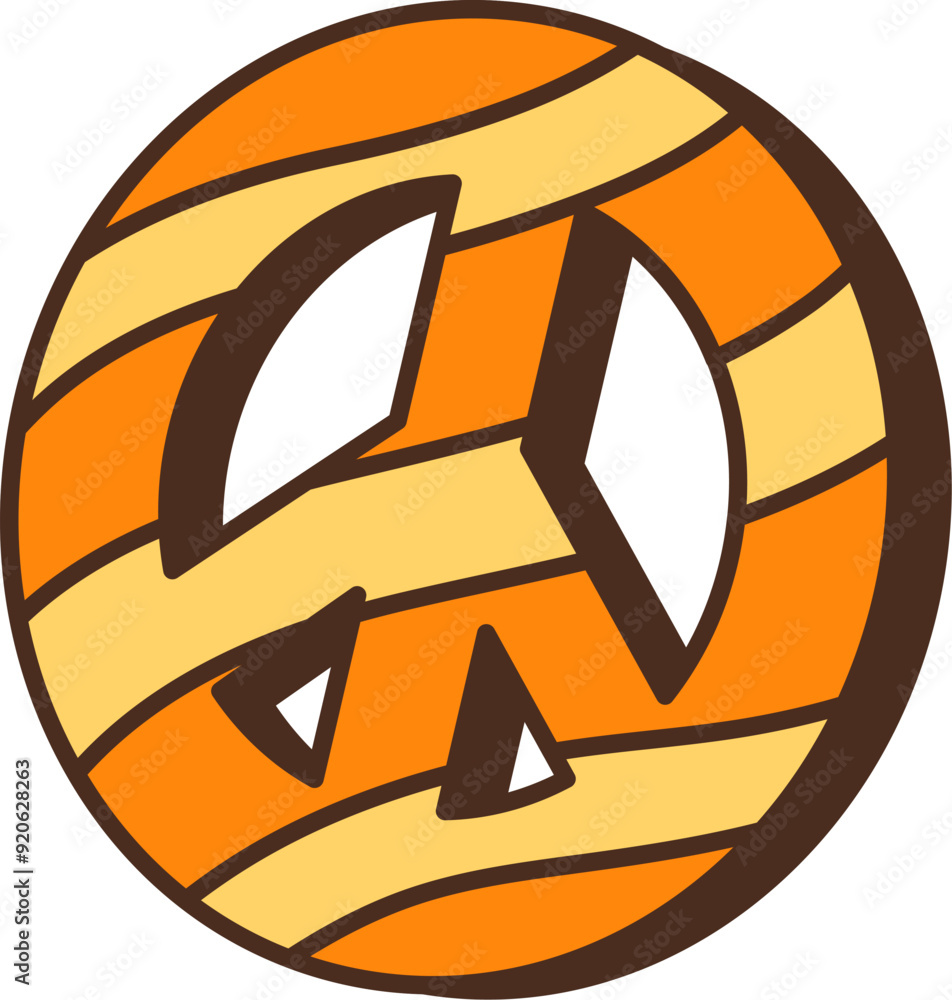 Cartoon retro groovy hippie peace symbol. Isolated vector vibrant ...