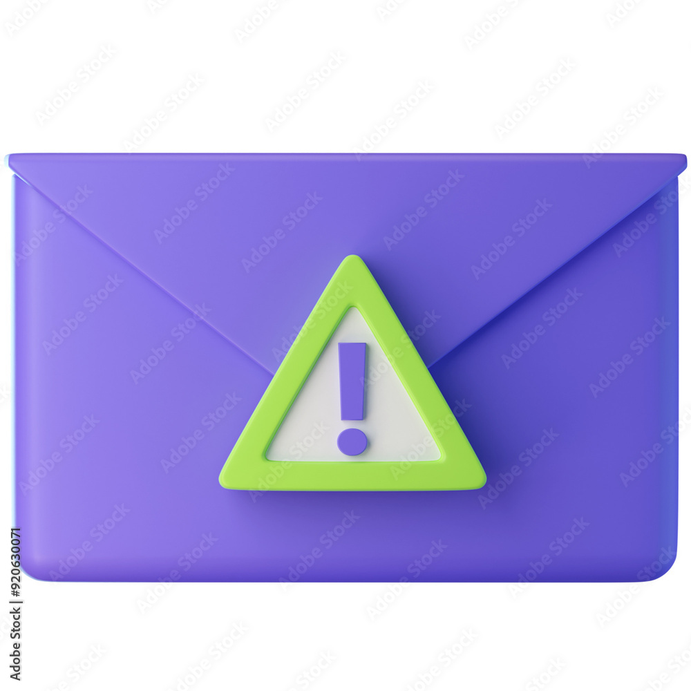 Email Warning Icon, 3D Illustration Representing Cybersecurity Alerts ...