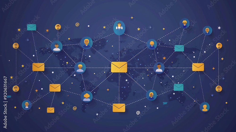 Symbol marketing or newsletter concept, diagram. Send bulk email ...