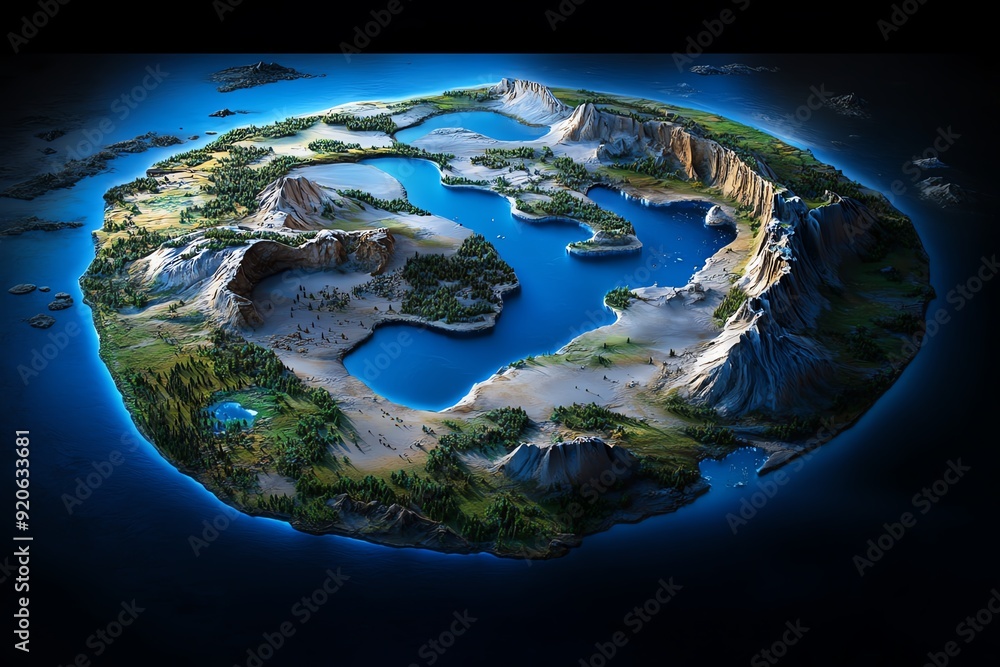 Ilustração do Stock: An illustrated map of Ice Age Earth, highlighting ...