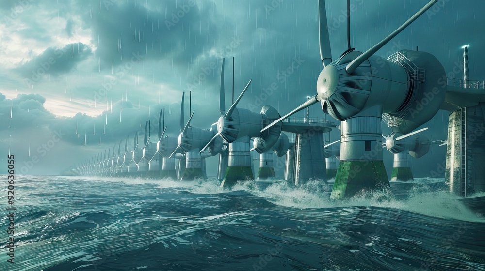 hydroelectric power is renewable green energy powered by turbines and ...