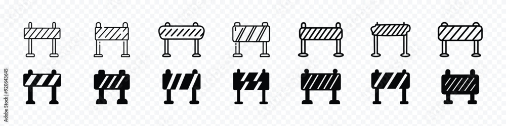 road barrier icon. Roadblock icon. Road barrier symbol. Guardrail or ...