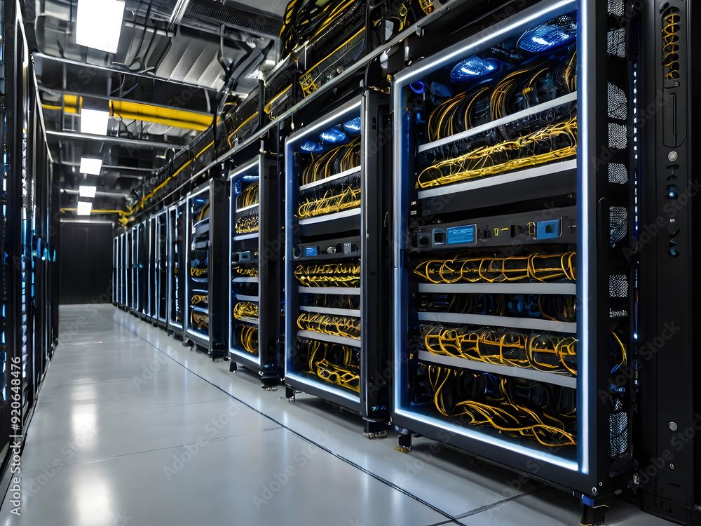 Server racks in server room data center,Server room interior in ...