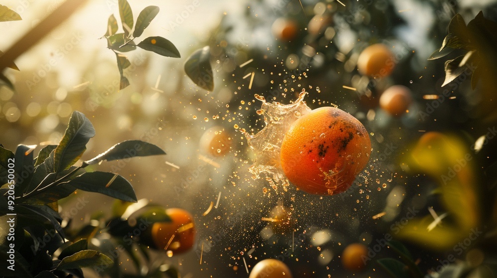 Burst mode photography capturing a fruit falling from a tree Stock ...