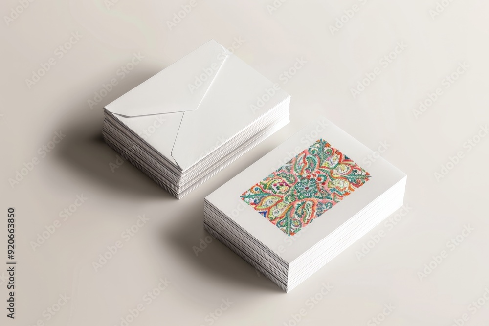 Blank white rectangular Business cards templates canvases on a white ...