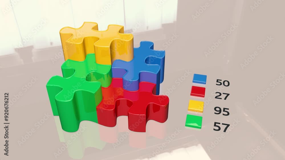 Puzzle Graph 3D animation, suitable for financial reports, data ...