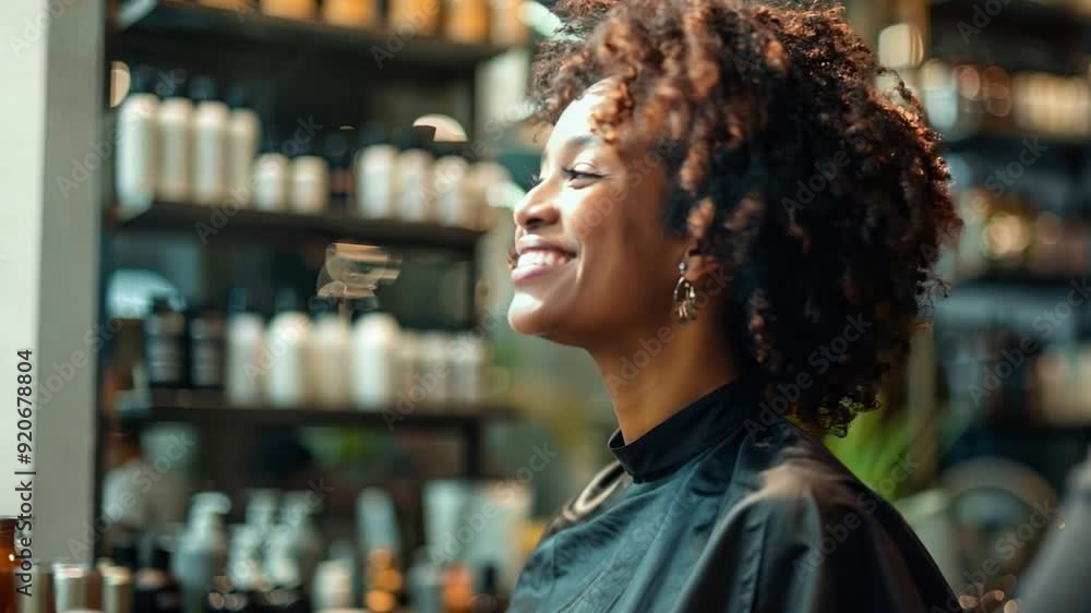 A salon stylist consulting with a client about their hairstyle ...