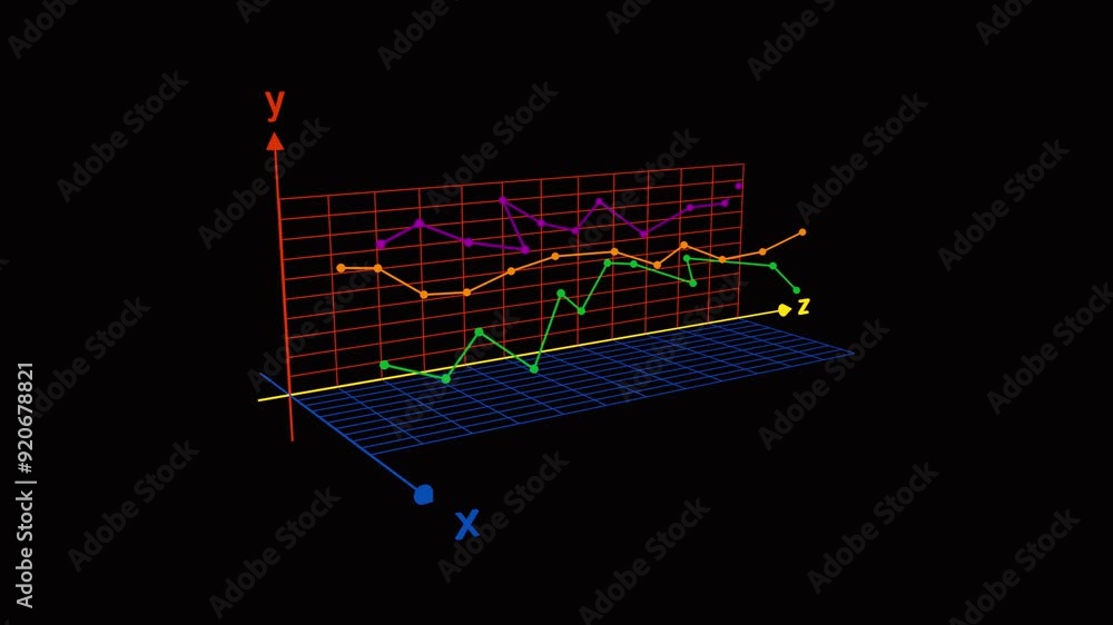Vidéo Stock XYZ Line Graph and Chart 3D animation, suitable for ...