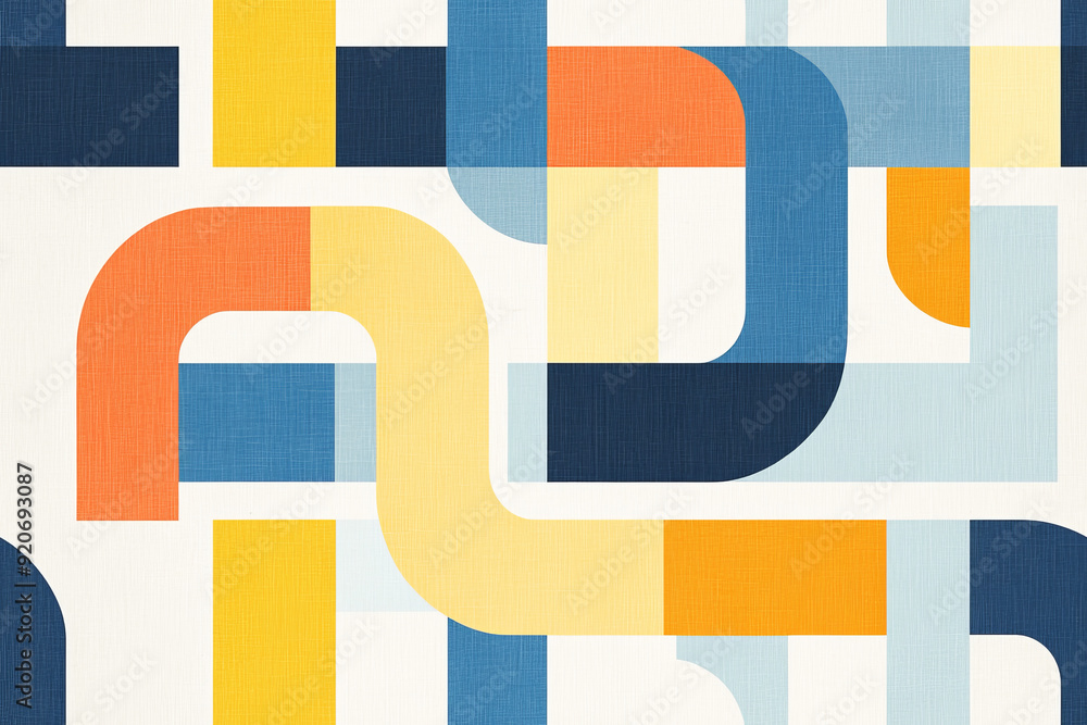 Seamless tilable geometric pattern with colorful interconnected shapes ...