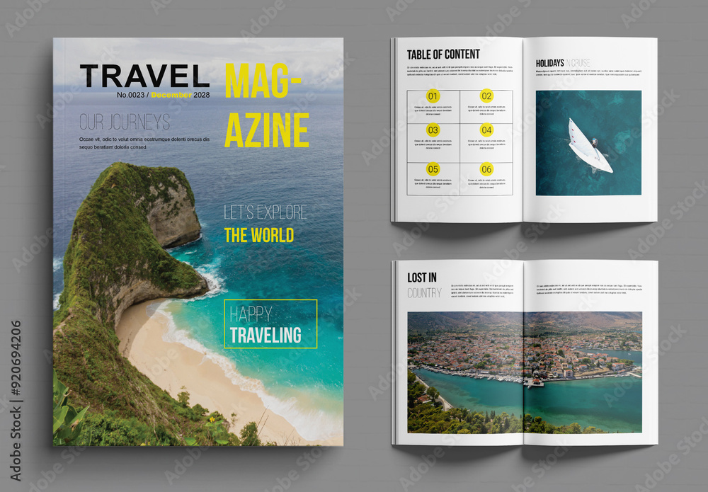 Travel Magazine Layout Stock Template | Adobe Stock