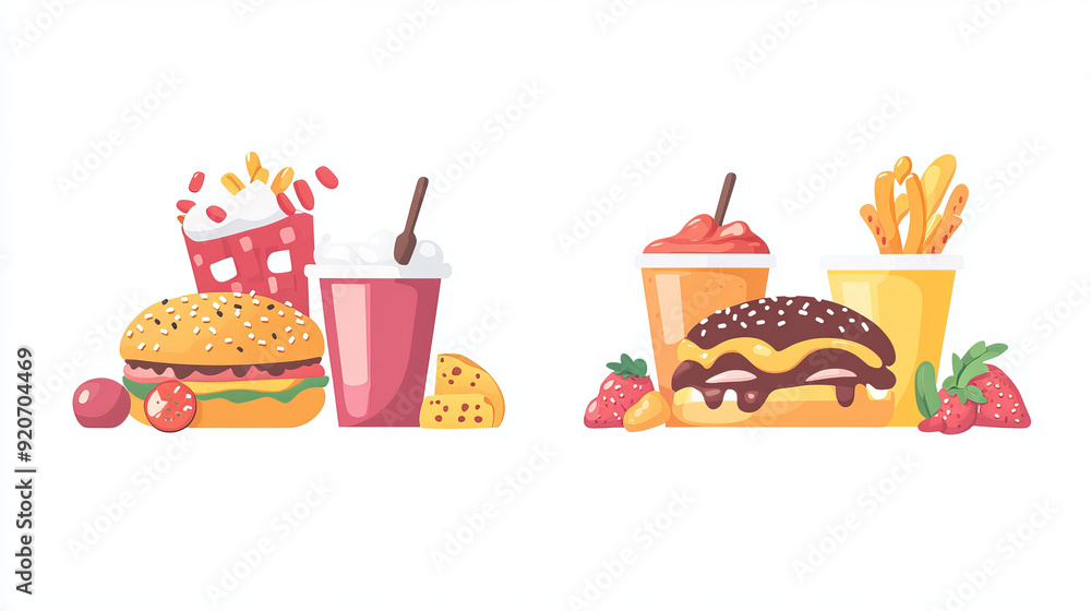 The contrast between healthy and unhealthy food choices. This concept ...