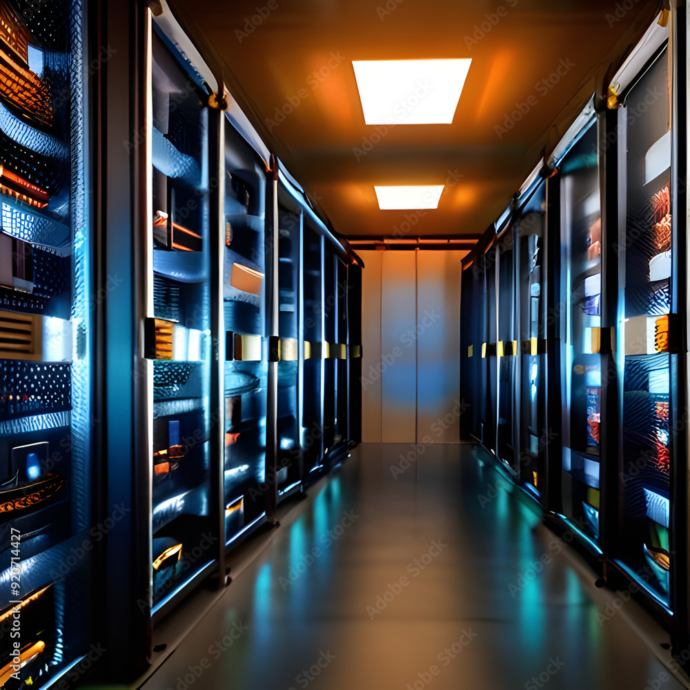 server room with servers Server racks in server room data center server ...