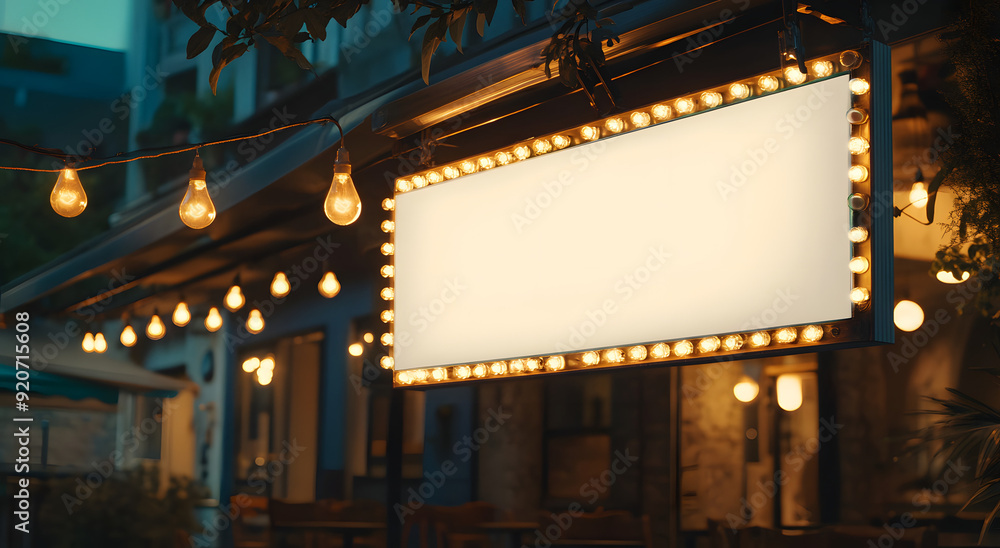 "Blank White Lighted Sign with Bulb Lights on the Edges, Perfect for ...