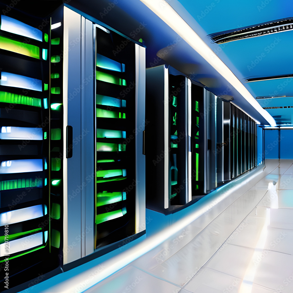 server room with servers Server racks in server room data center server ...