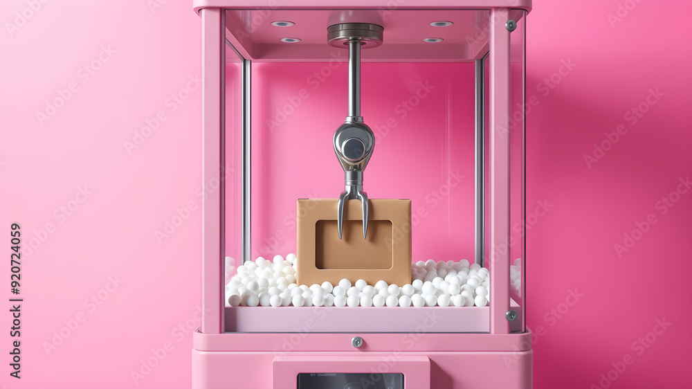 Set the background color of the claw machine to pink. create a central ...