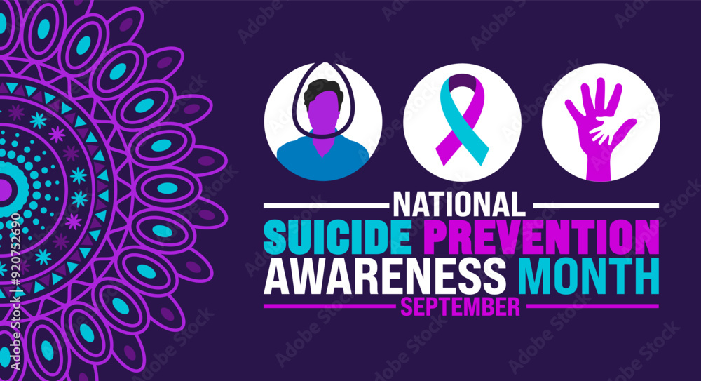 National Suicide Prevention Awareness Month mandala background or ...