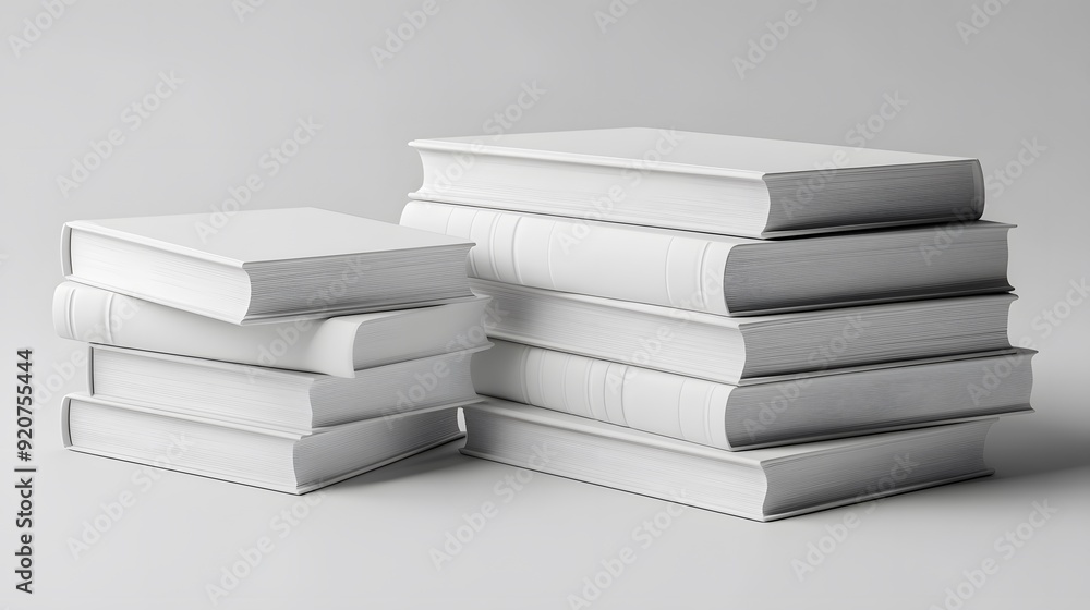 Clean 3D book mockup set with books aligned horizontally and vertically ...