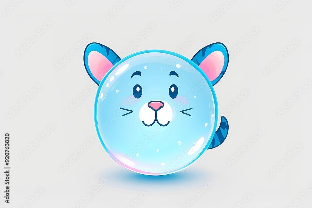 playful mouse face with big ears in a blue bubble, great for children’s ...