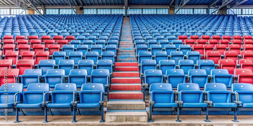 Tribune seating at a sports stadium with empty chairs , sports, stadium ...