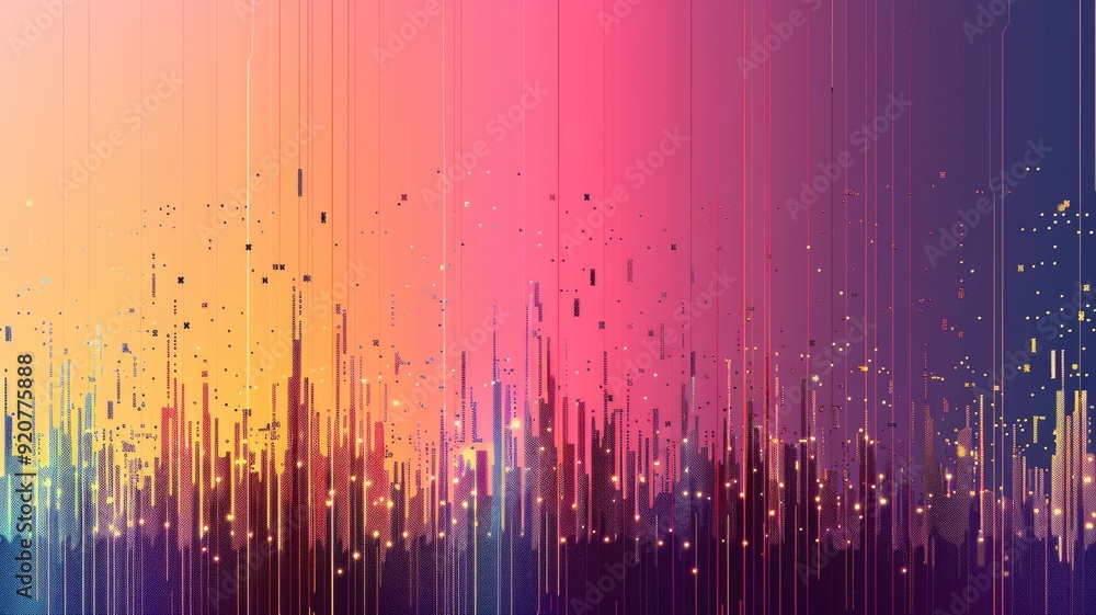 Abstract style of electric pixel particle of musical sound in ...