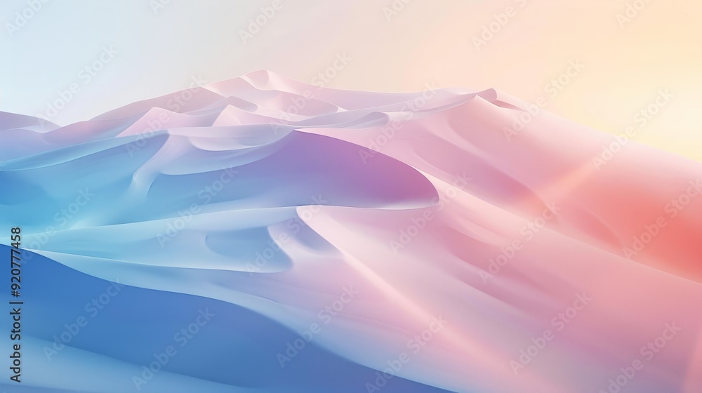 A beautiful depiction of pastel-colored sand dunes under a soft ...