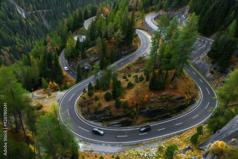 Winding road - Lovcensky serpentine with dangerous turns that leads to ...
