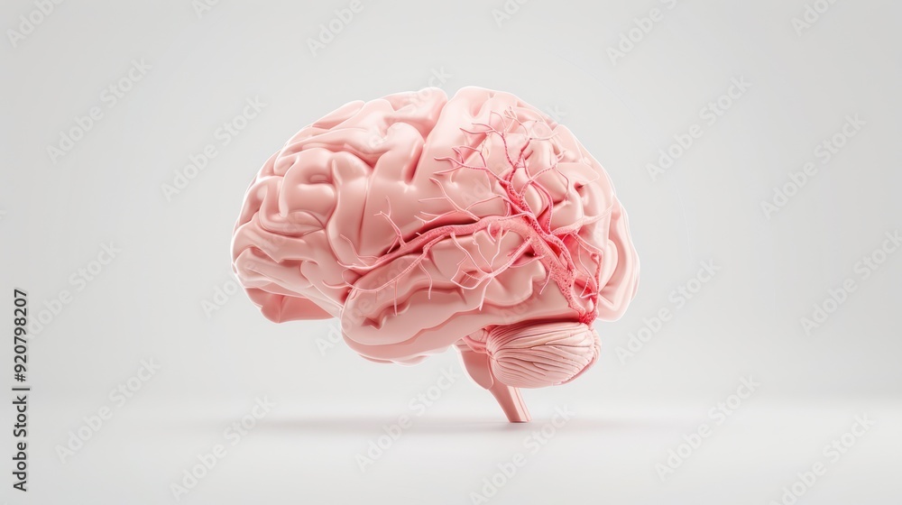 Detailed 3D Rendering of Human Brain Showing Neural Pathways for ...