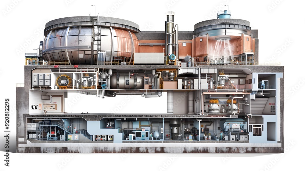 A detailed cutaway of a boiling water reactor, highlighting the boiling ...