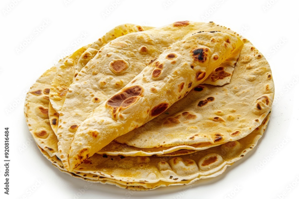 Stack of Homemade Flour Tortillas, flatbread isolated on a white ...