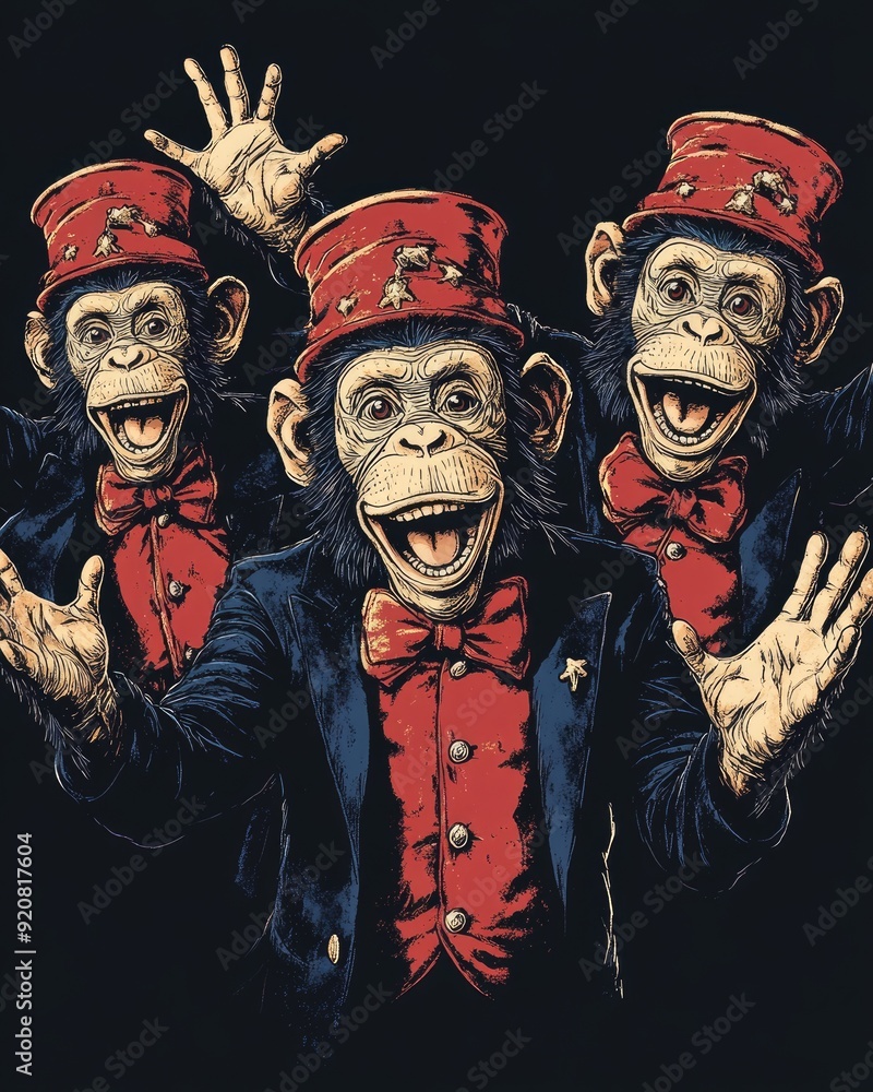 Circus Monkeys T-shirt Design for Celebrate Party with Carnival Ball ...