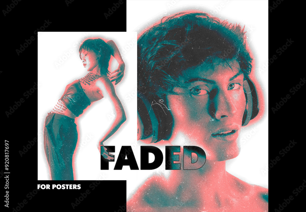 Faded Blur Poster Photo Effect Mockup Stock Template | Adobe Stock