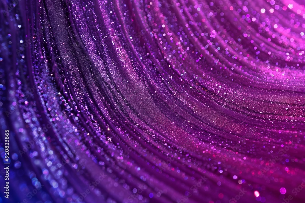 Abstract looping purple energy waves from particles of futuristic high ...