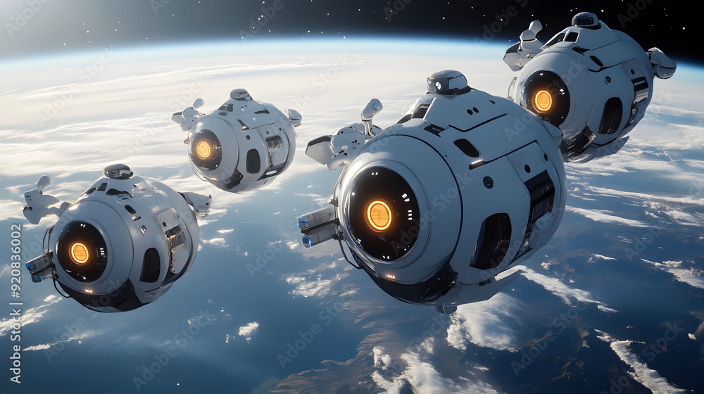 Next-generation AI-powered space station orbiting Earth, with robotic ...