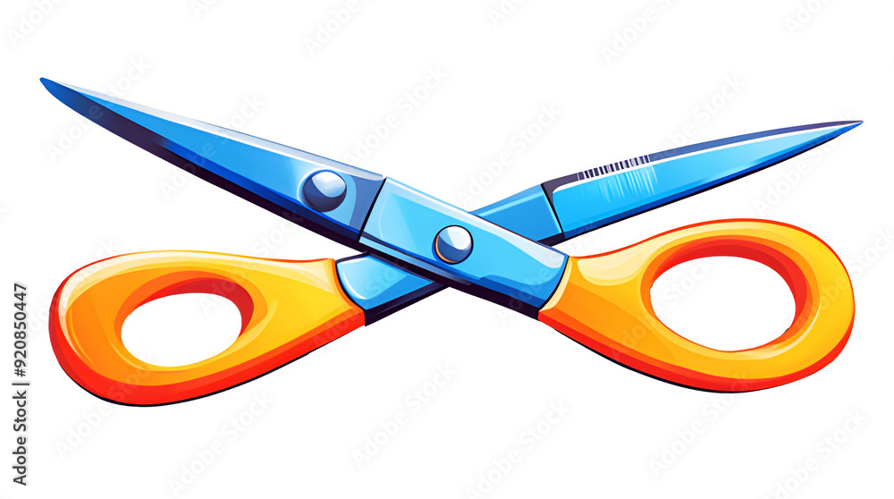 Yellow Scissors tool icon cartoon Illustration isolated on cut out PNG ...