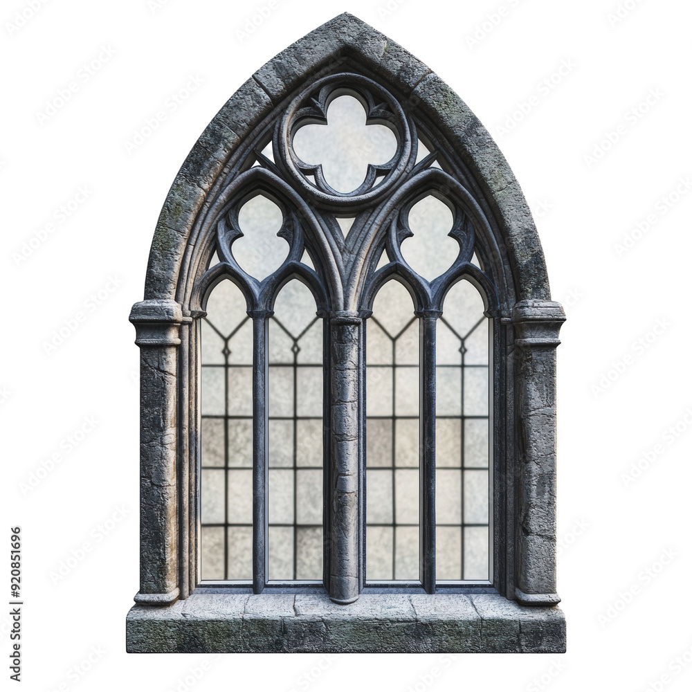 PNG Gothic arched window with intricate stone details Stock Photo ...