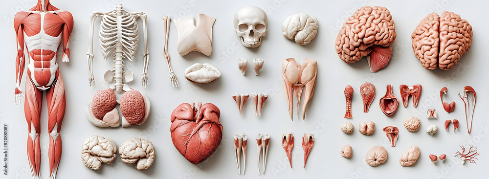 Anatomical models showcasing various human body parts including ...