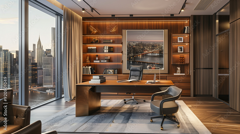 CEO office interior design, luxurious executive office with high-end ...