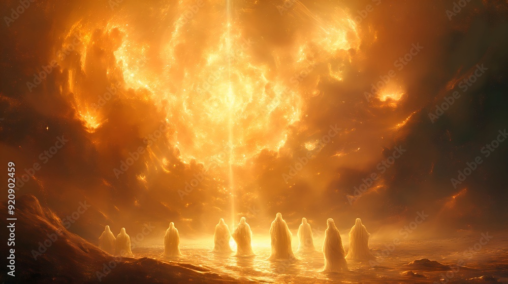 Angels Stand Before God, Prophecy from the Book of Revelation Stock ...