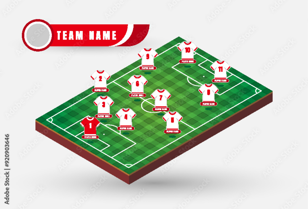 The 4-4-3 formation visualized on a dynamic field graphic. This visual ...