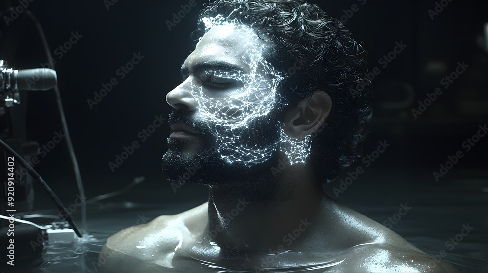 Photographer Capturing Male Model's Profile in Low Light. A ...