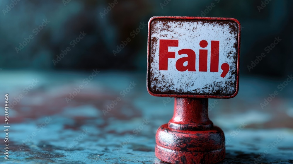 Red ink stamp with the word "Fail," symbolizing a failed attempt or ...