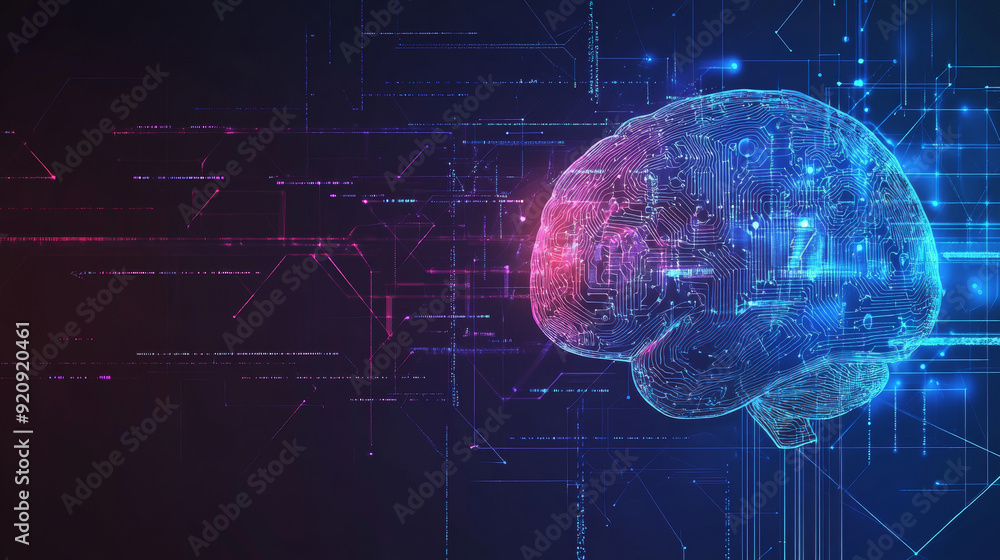 Brain. Digital brain. 3D science and technology concept. Neural network ...