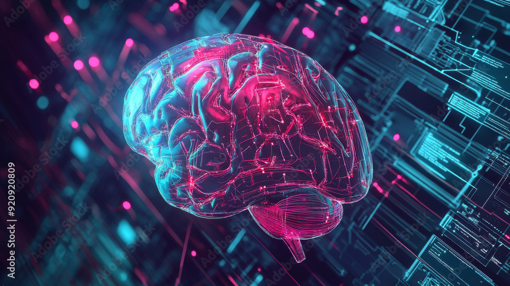 Brain. Digital brain. 3D science and technology concept. Neural network ... Brain. Digital brain. 3D science and technology concept. Neural network ...