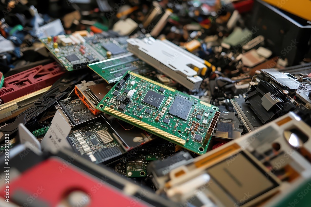 A heap of computer parts, including motherboards, CPUs, and RAM sticks ...