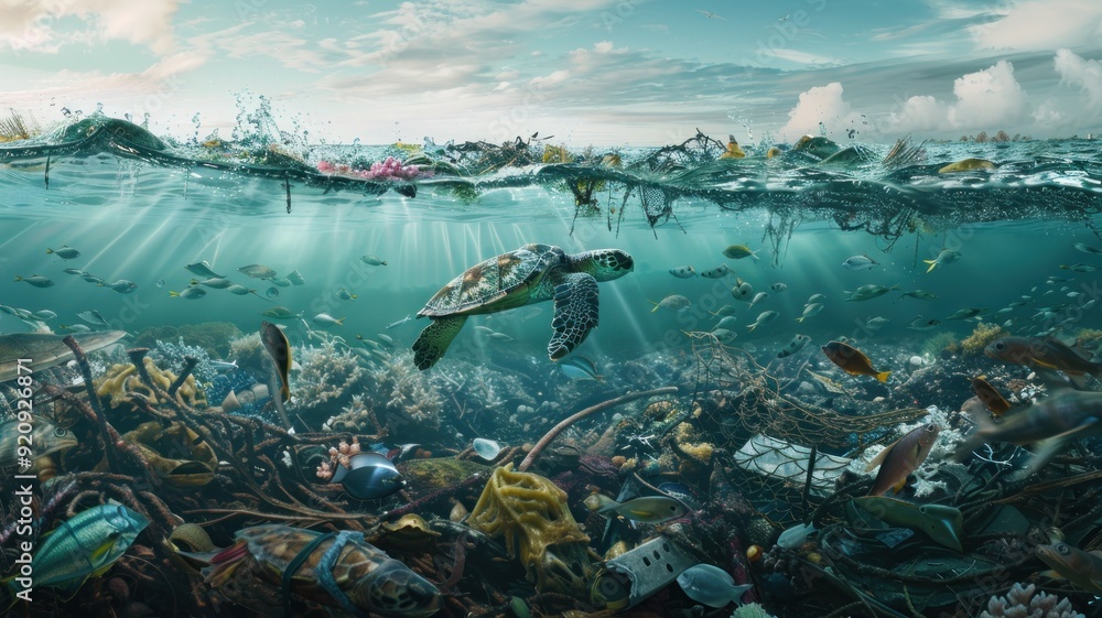 The impact of pollution on oceans and seas. Life in the ocean ...