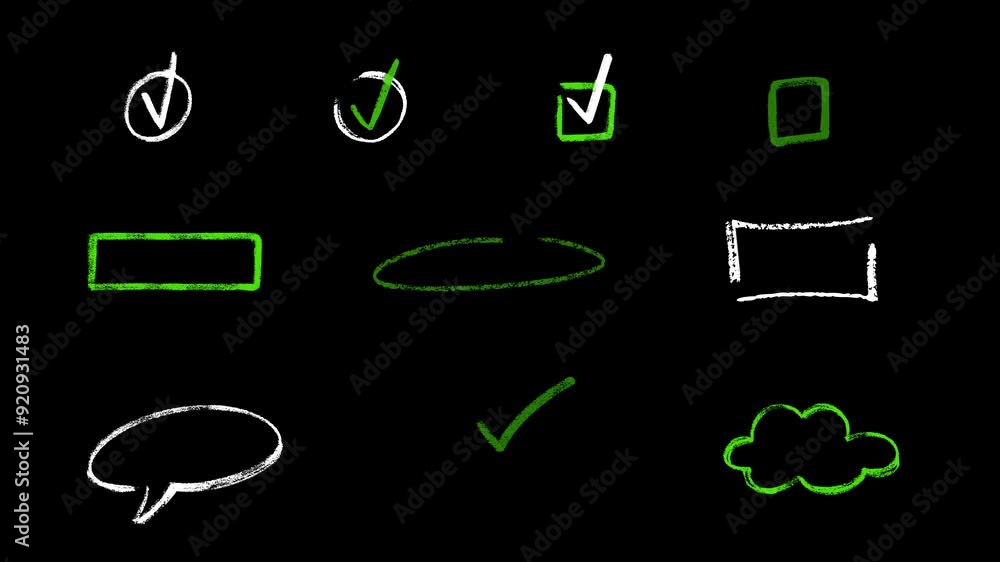 Set of Animated chalk blackboard whiteboard Hand Drawn Highlighter ...