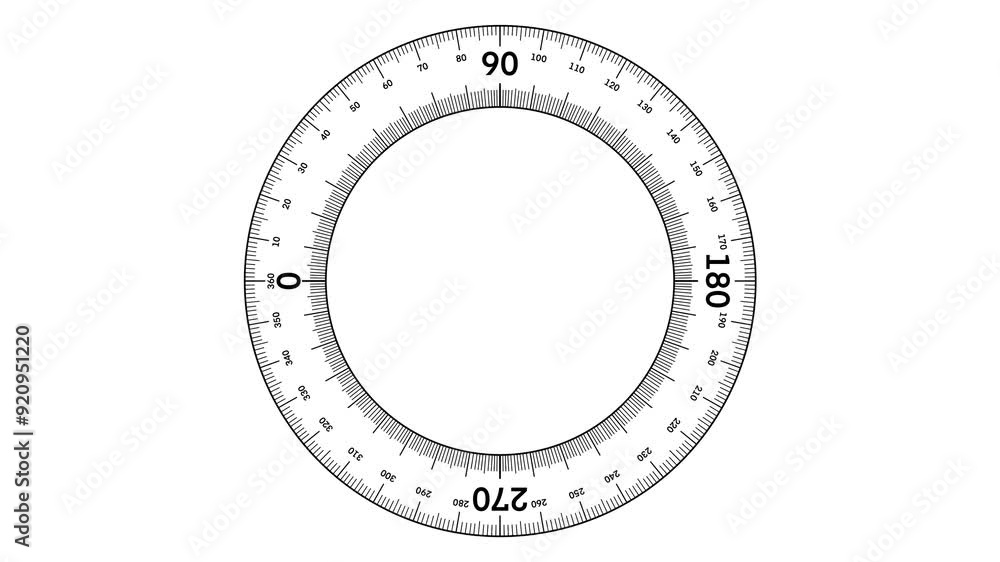 Protractor circle to measure geometrical angles and coordinates ...