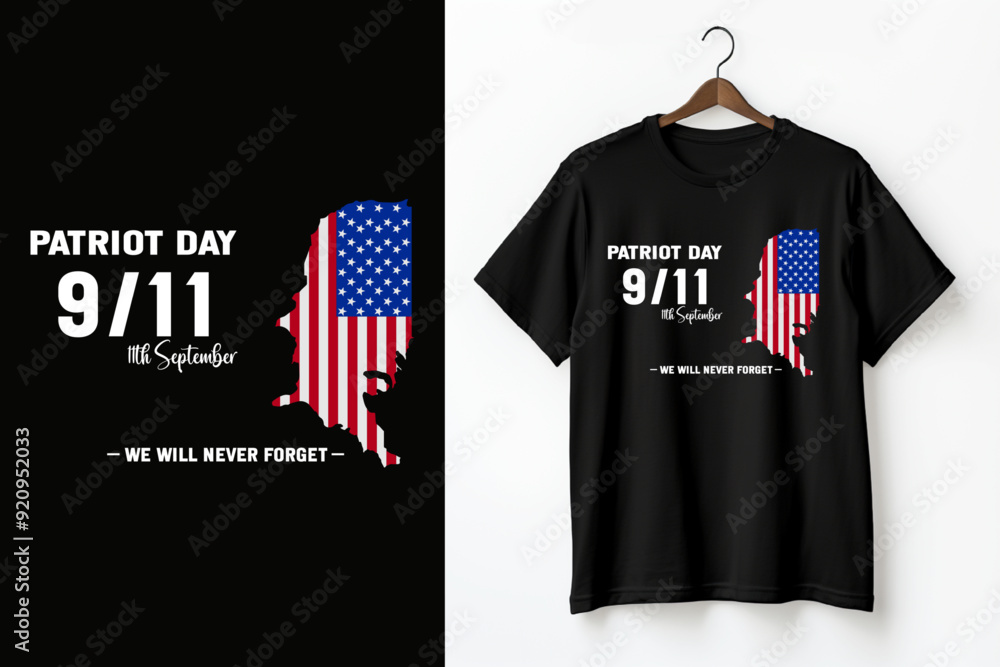 Poster September 11th 9/11 Patriot Day memorial - American flag, Twin ...