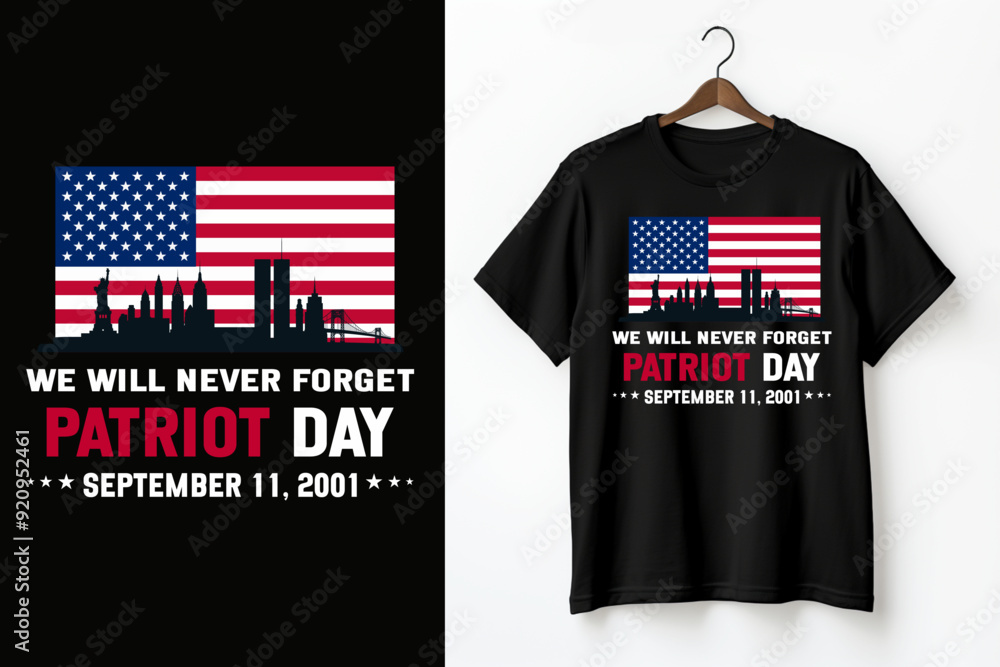 9/11 Patriot Day tribute with American flag, Twin Towers, NYC skyline ...